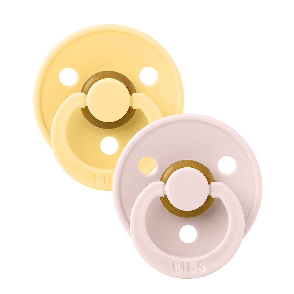 BIBS Colour Pacifier 2 Pack - Pale Butter/Petal