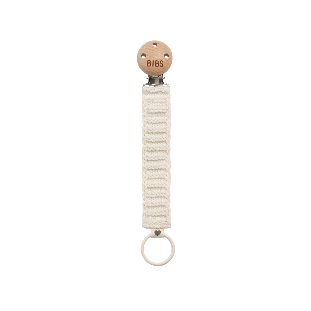 BIBS Knitted Pacifier Clip - Ivory | Functional & Stylish